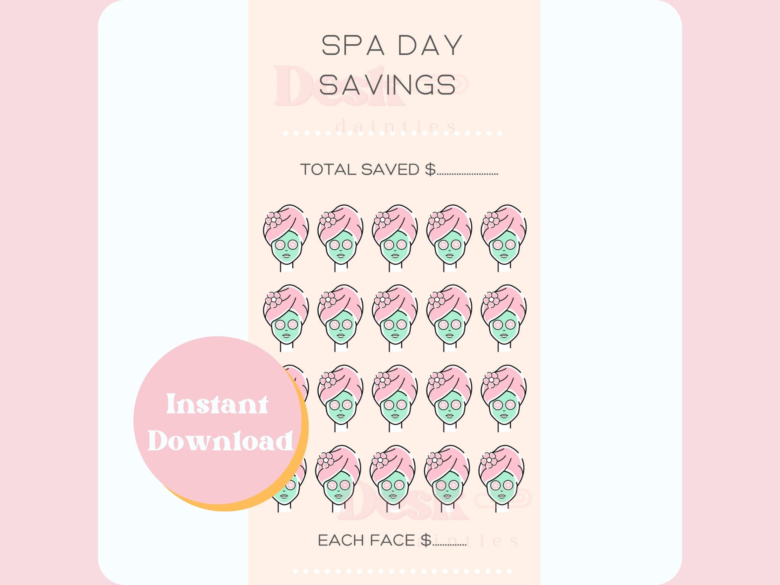 Digital Download Vertical Spa Day Savings Mini Challenge A6 Size Save ...