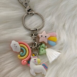 Unicorn Rainbow Shooting Star Polymer Clay Keychain or Purse Charm With ...
