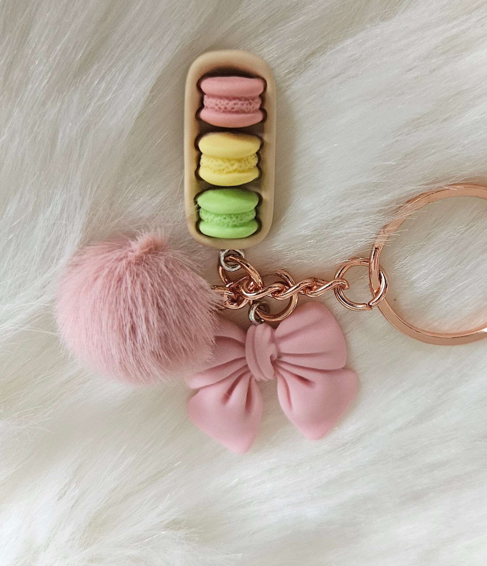 Rose Gold Polymer Clay French Macaron Keychain or Purse Charm - Etsy