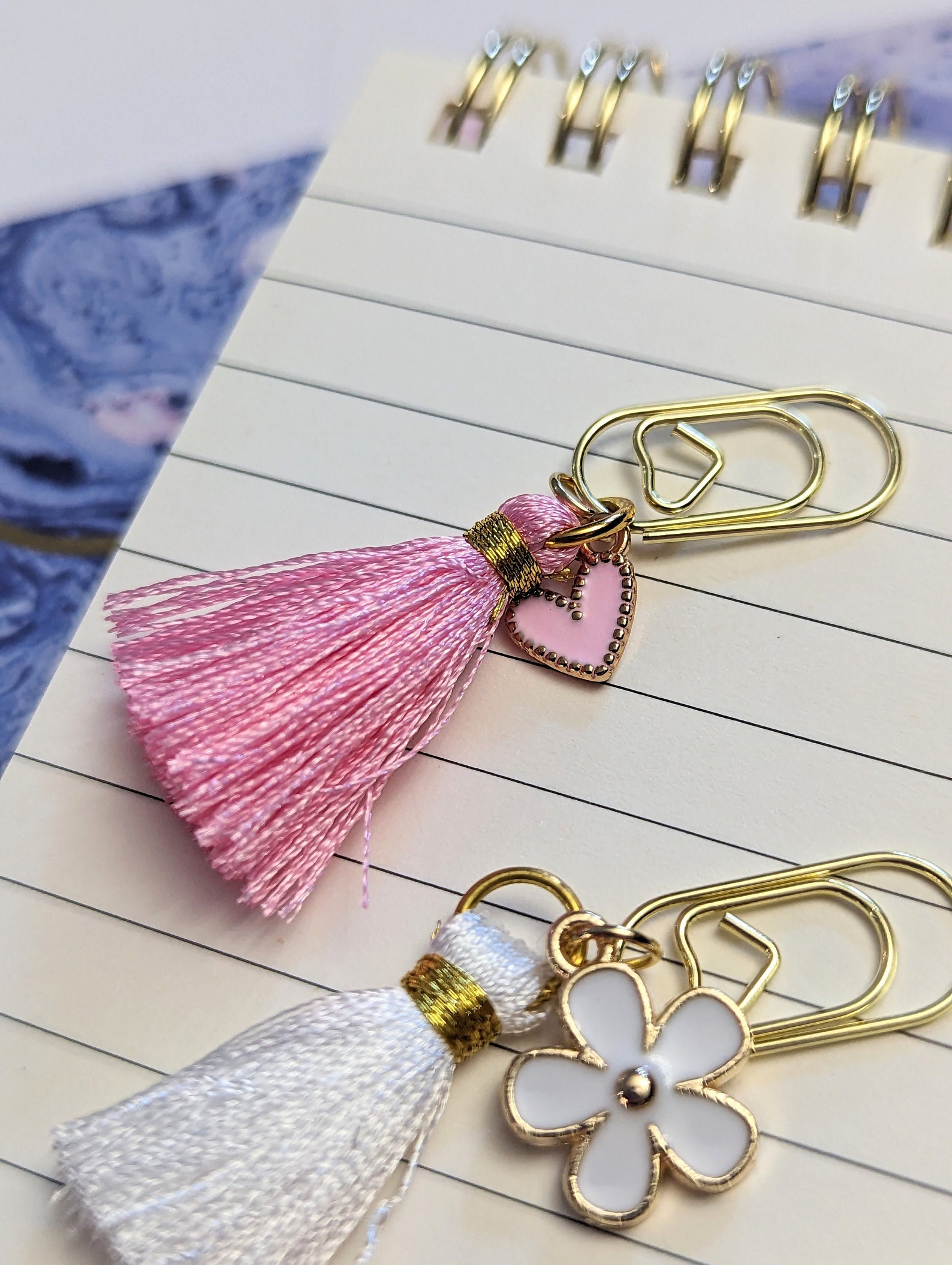 Mini Pink Heart Flower Tassel Paperclip Planner Charms - Etsy
