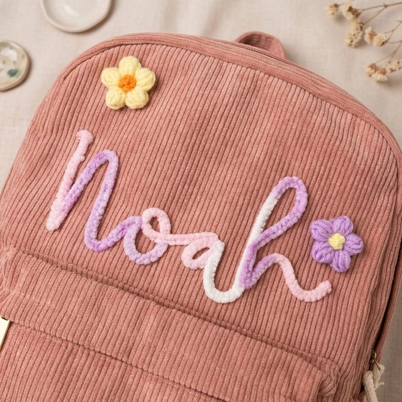 Custom Embroidered Name Backpack, Personalized Corduroy Bag, Toddler ...