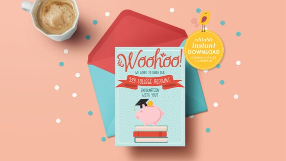 529 College Savings Card Printable College Savings Instant | Etsy