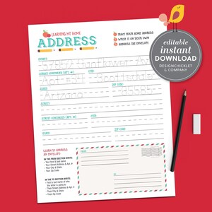 Editable, Instant Download Home Address Learning Worksheet: Printable ...