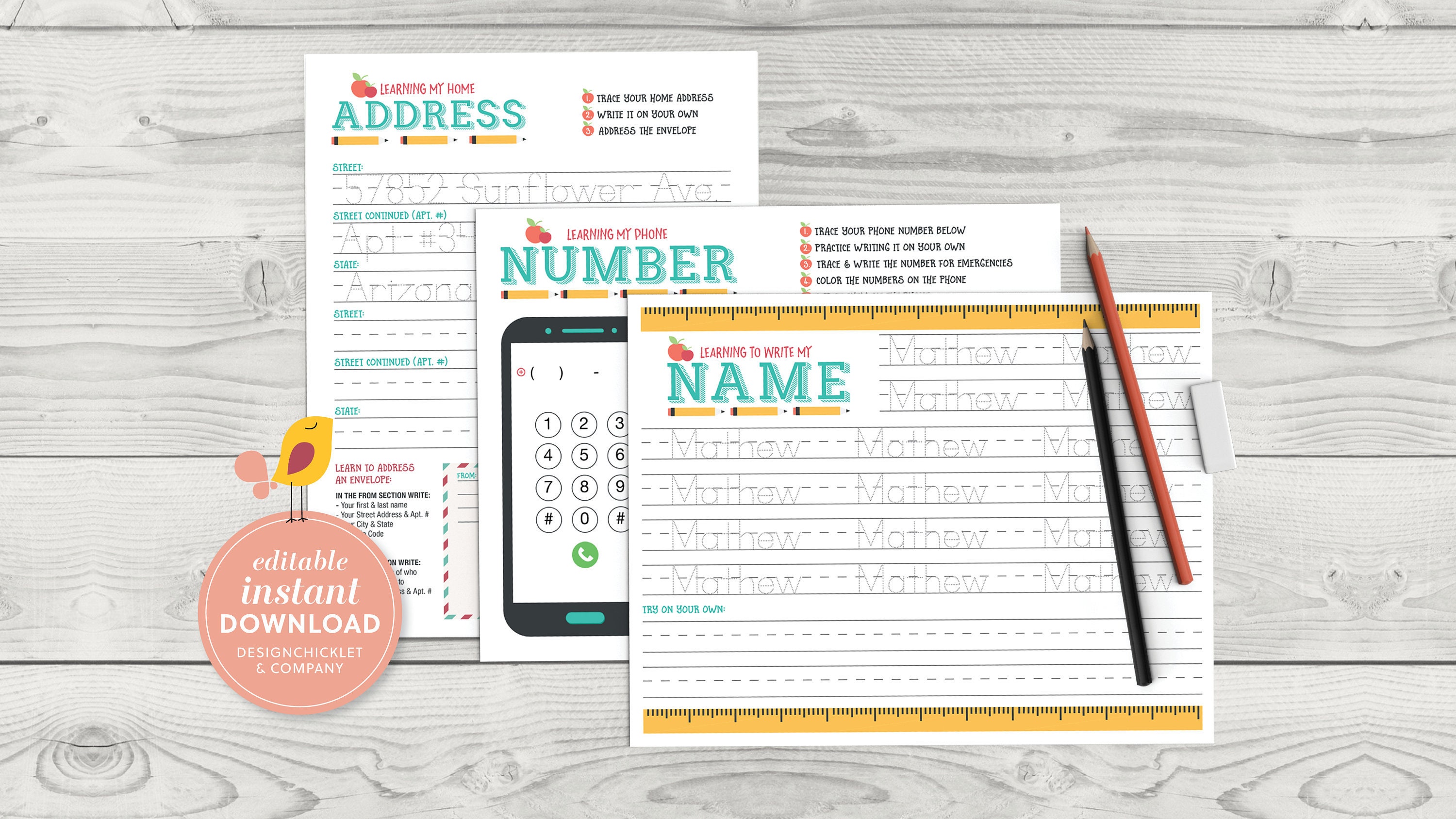 Editable, Instant Download Be Safe Set Worksheets: Printable Learn Your ...