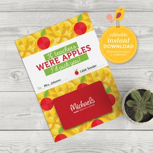 Teacher Appreciation Gift Card Printable - If Teachers Were Apples, I'd ...