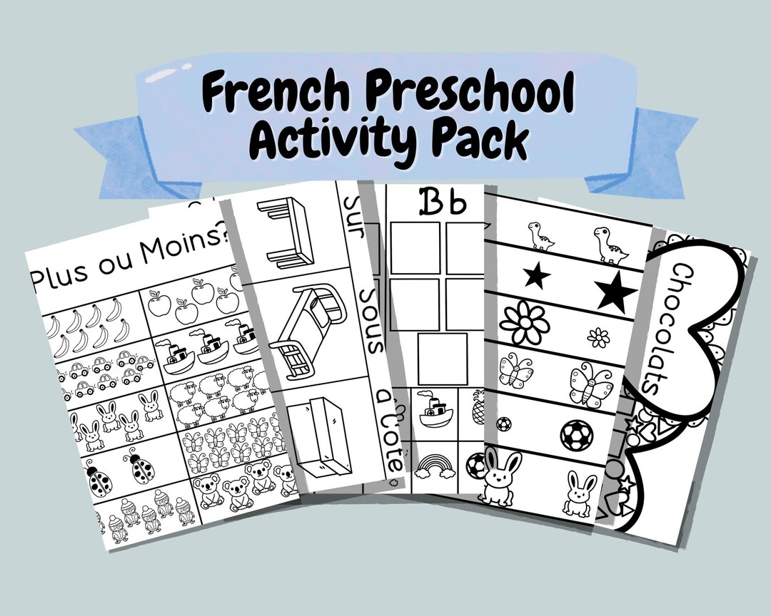 French Preschool Activity Pack | Printable Learning Worksheets (bundle ...