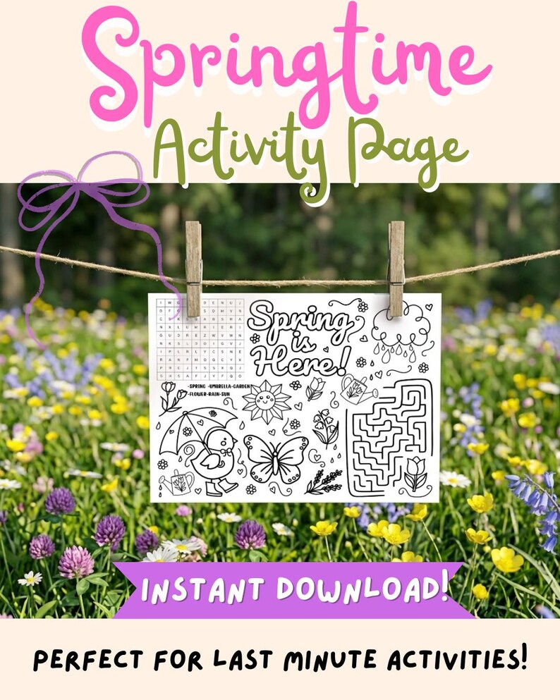 Spring Activity Coloring Page | Easter Fun Worksheet (instant Download ...