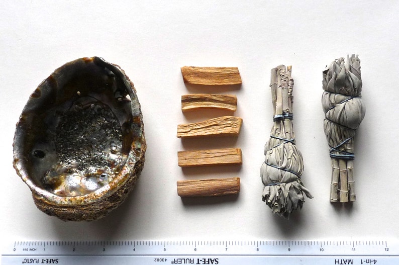 SMUDGE SET Palo Santo Wood Sage Abalone Shell Smudging - Etsy
