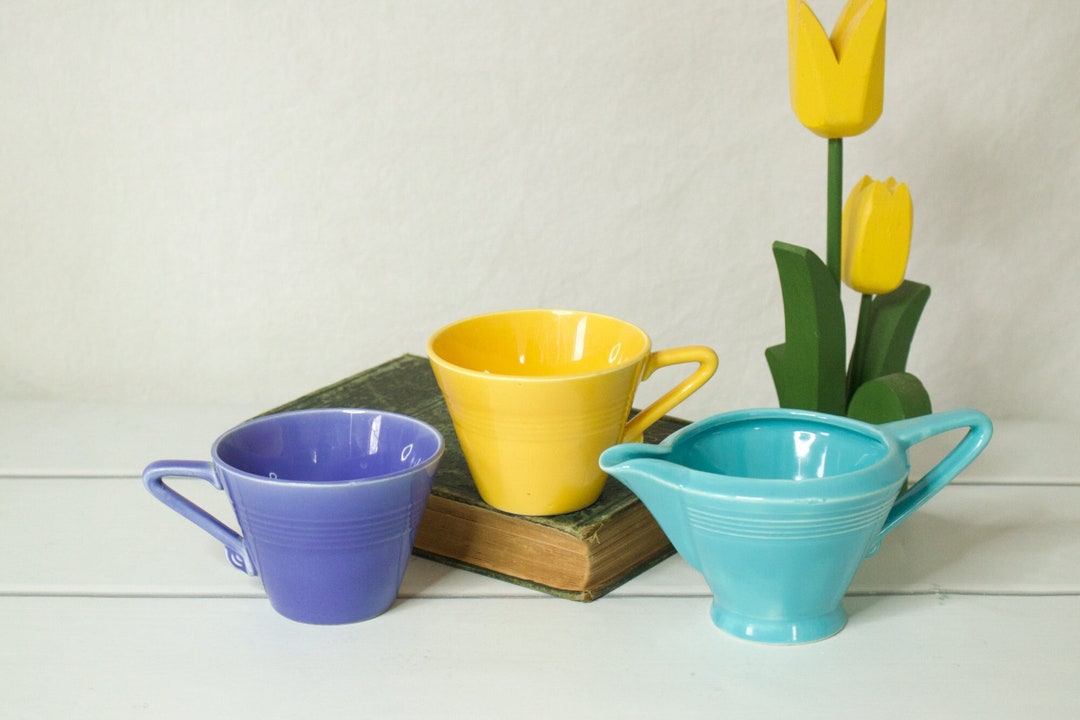 Homer Laughlin Harlequin Cups and Creamer - Etsy