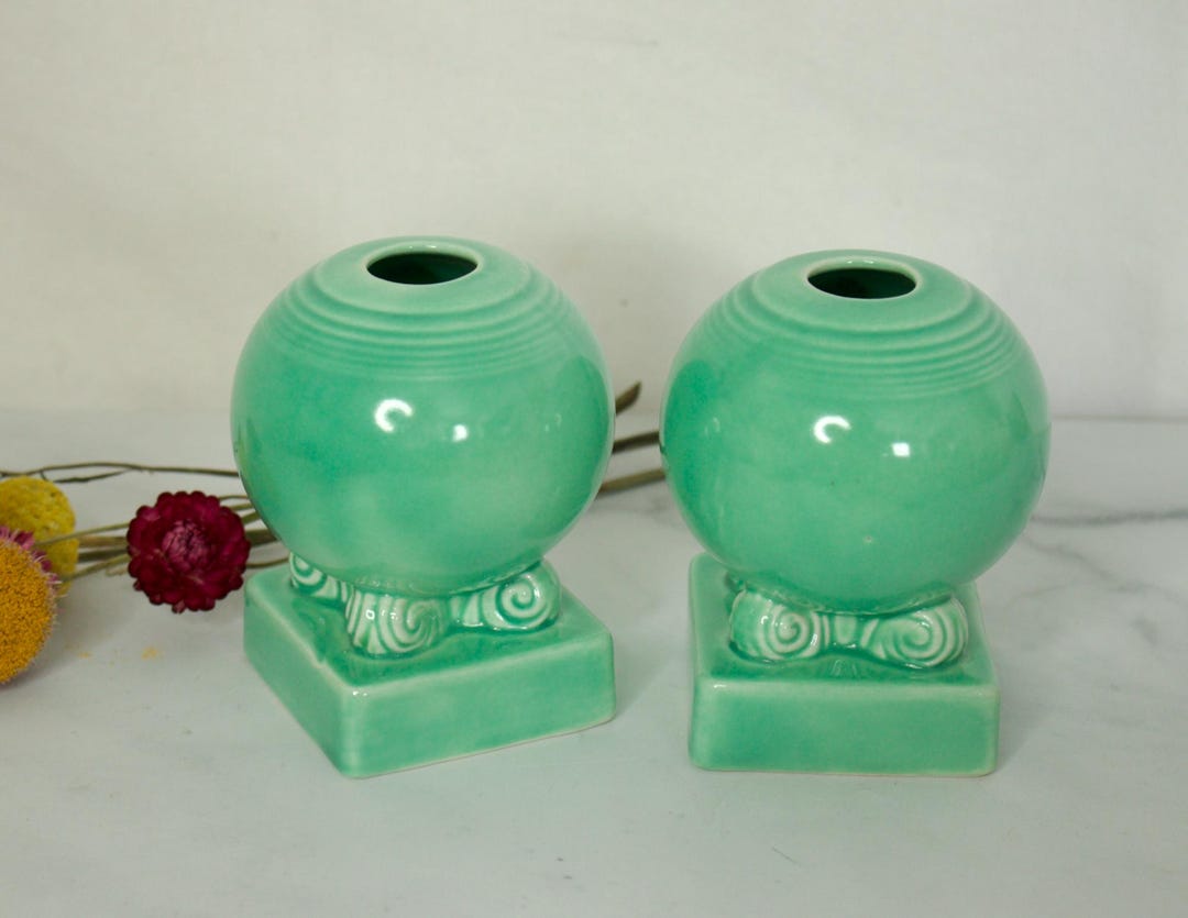 Fiesta Vintage Green Bulb Candle Holder Pair~fiestaware - Etsy