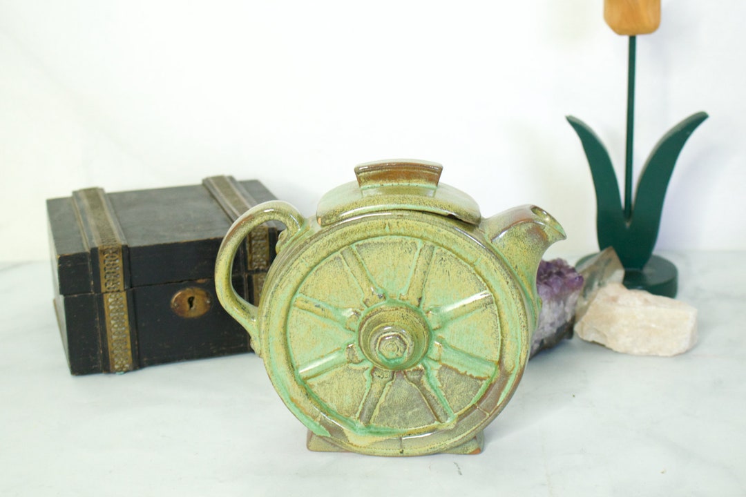 Frankoma Pottery Green Wagon Wheel Tea Pot- AS IS - Etsy