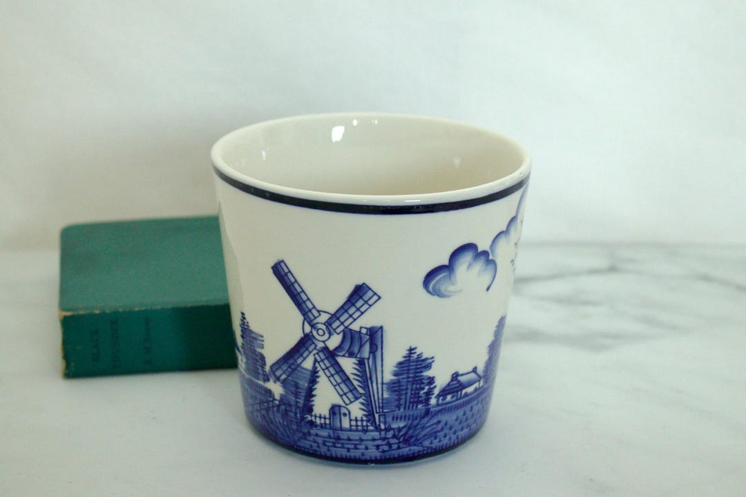Dutch Style Blue and White Windmill Pottery Planter - Etsy