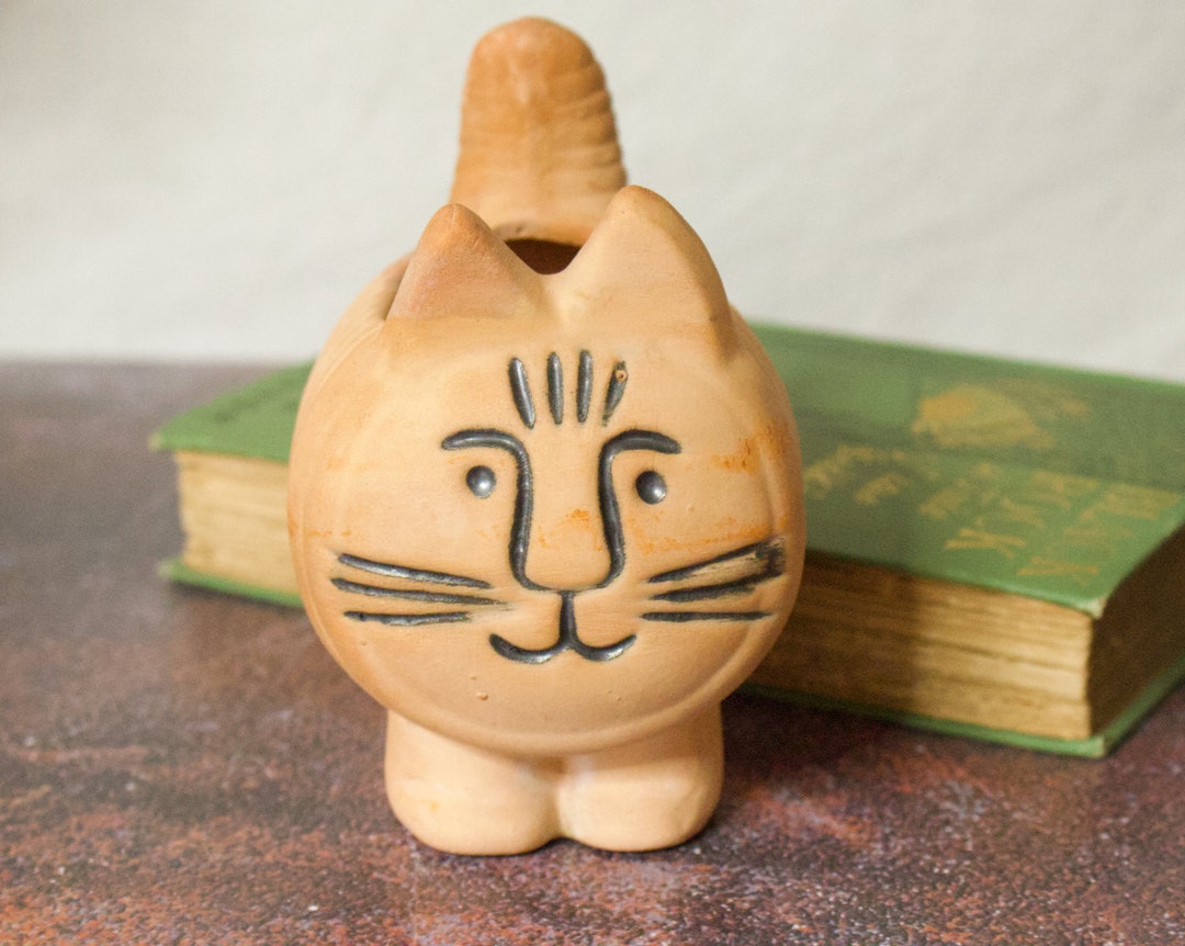 Lisa Larson Style Terra Cotta Cat Planter - Etsy