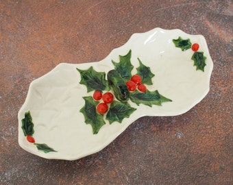 Vintage Mid Century 1972 Lefton China Christmas Relish Dish Candy Bowl ...