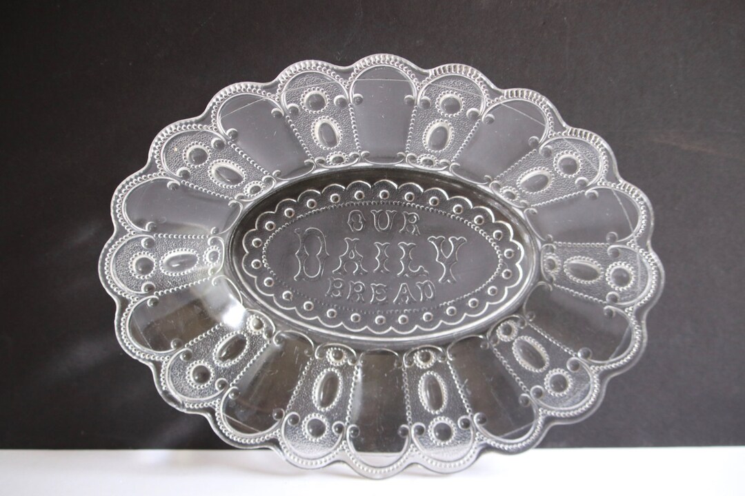 Early American Pressed Glass Bread Plate- Our Daily Bread- Kansas - Etsy