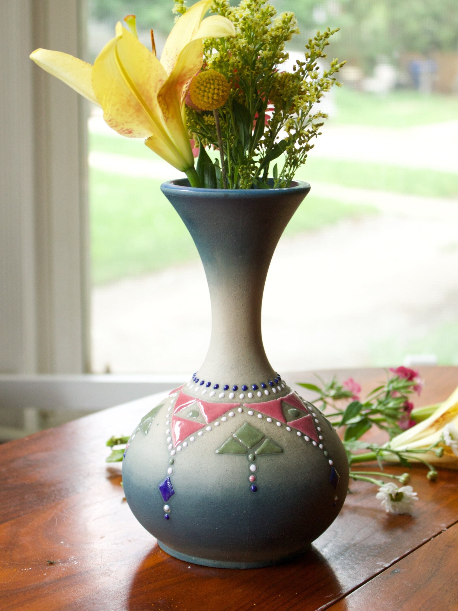Brush Mccoy Pottery Jewel Line Vase Art Deco Stoneart Line - Etsy