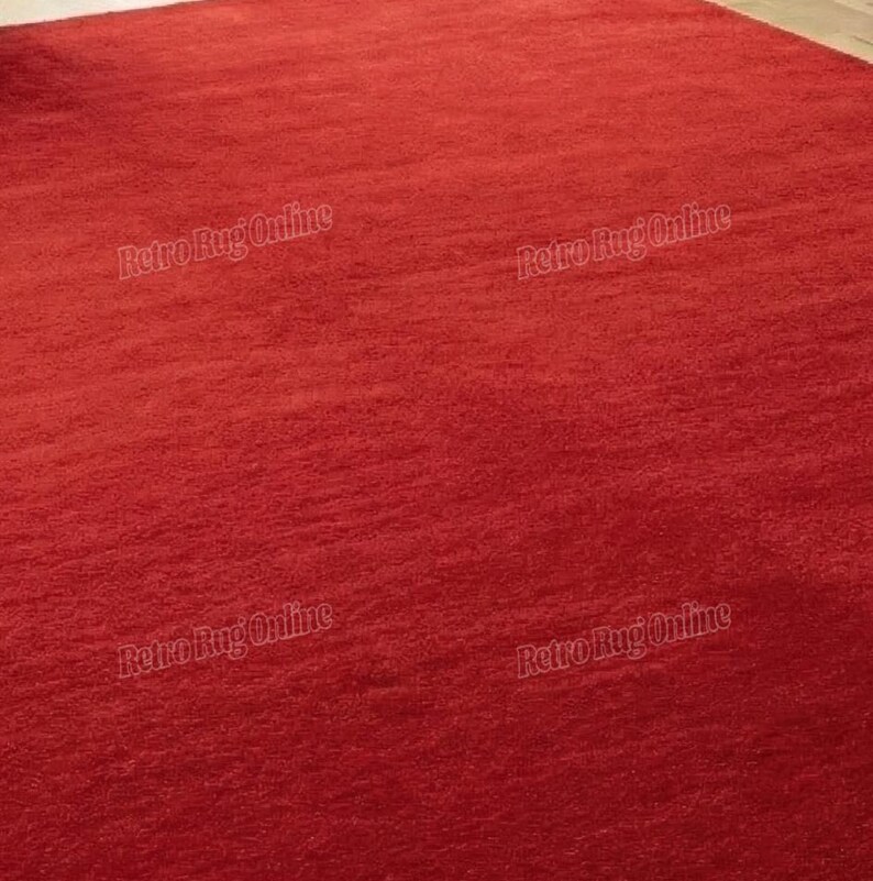 Solid Red Plush Area Rug, Soft Shag Living Room Carpet, Modern Home ...