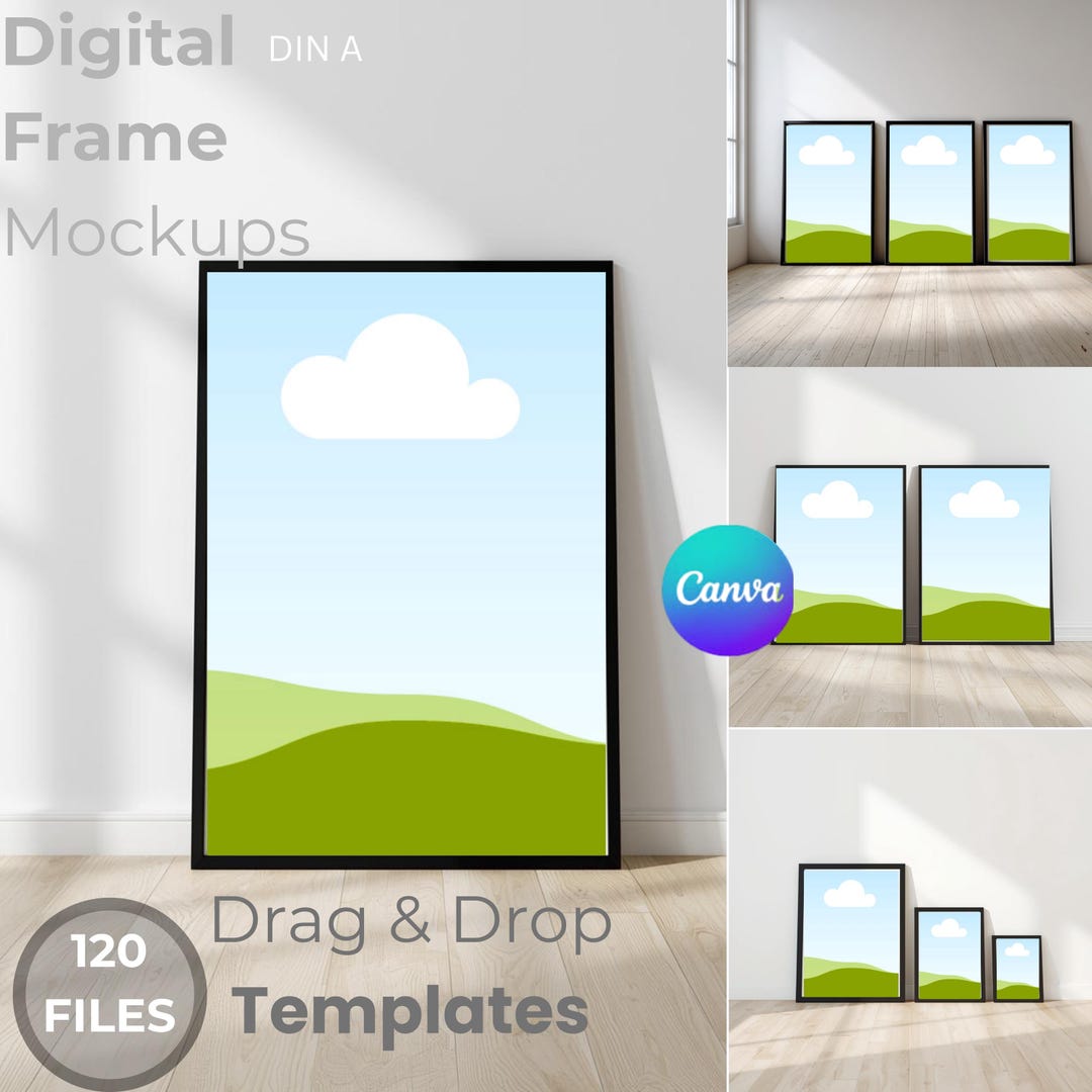 120 Canva Frame Mockups • Modern Gallery Wall Art Scenes • Drag & Drop ...