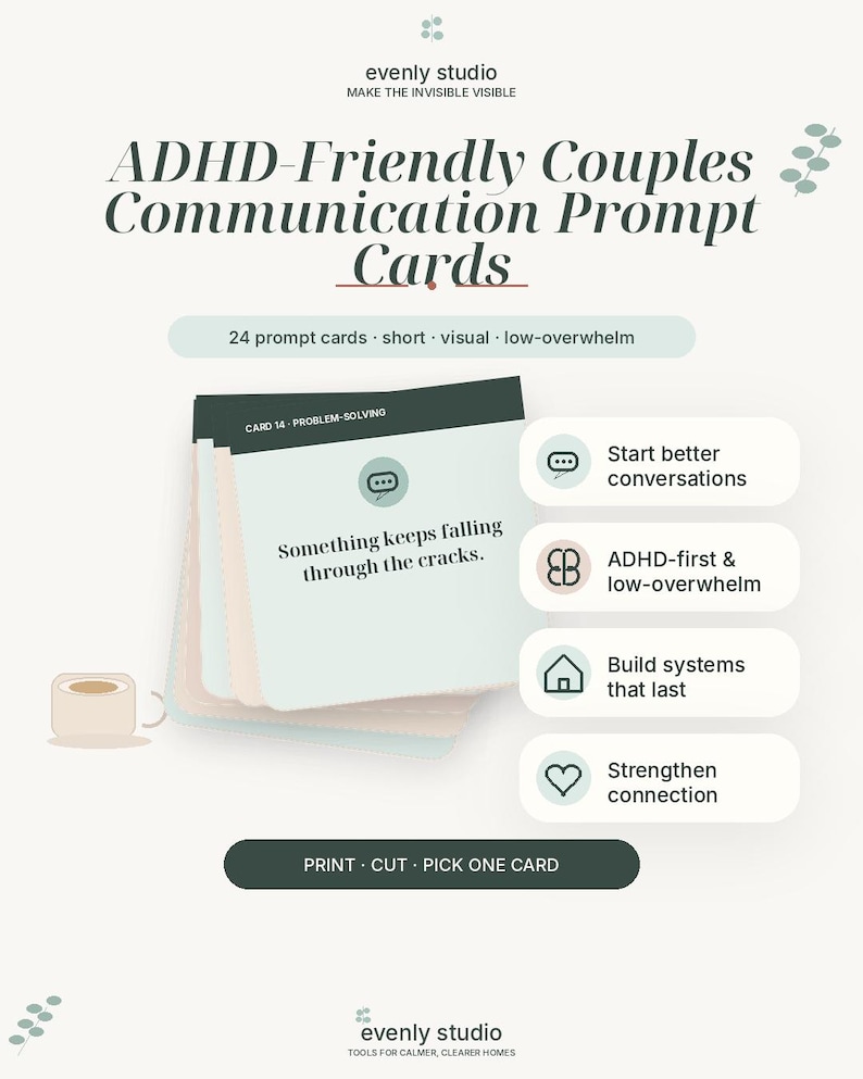 ADHD Couples Communication Cards | Neurodivergent Relationship Prompts ...
