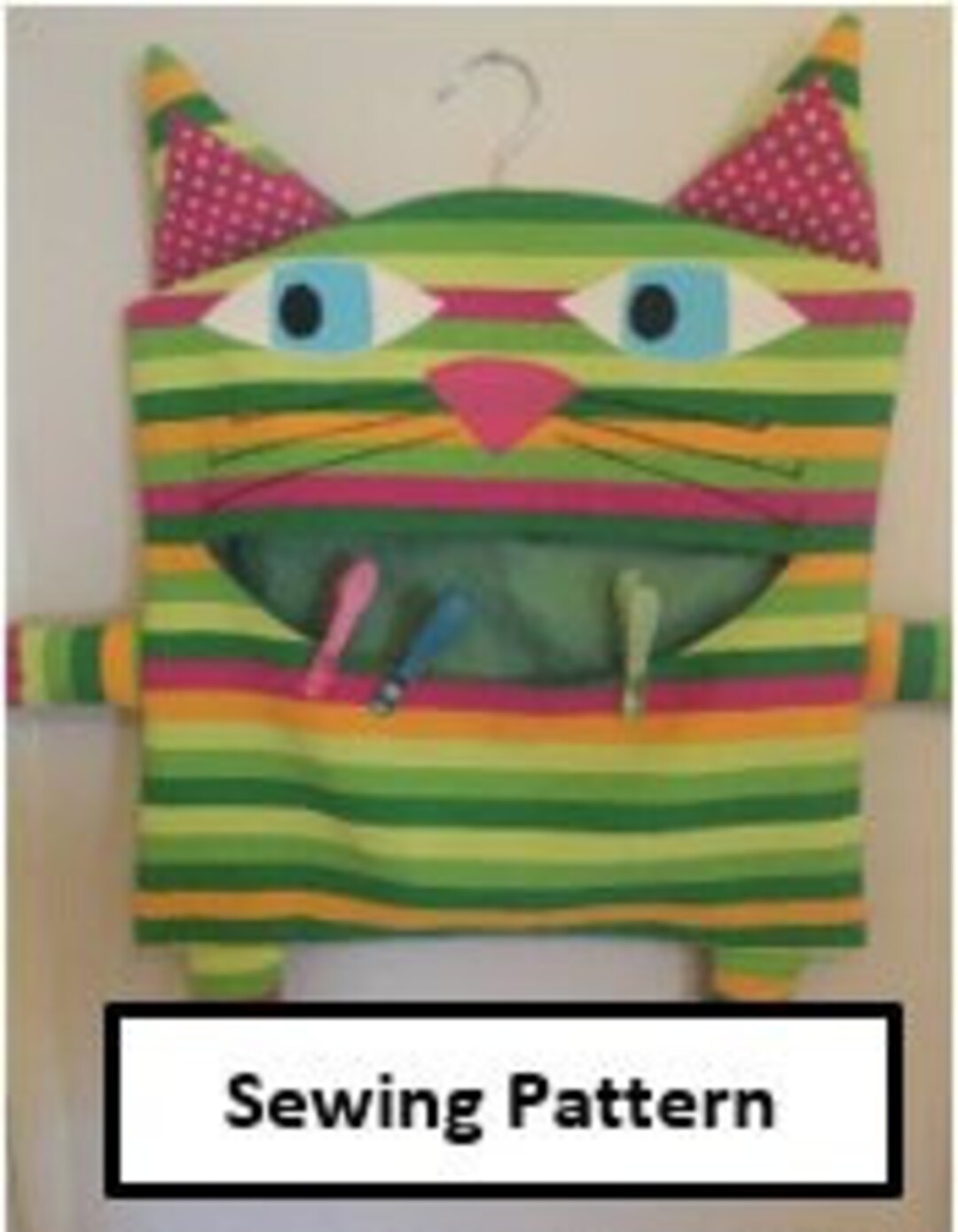 Peg Bag Crazy Cat PDF Sewing Pattern Downloadable - Etsy