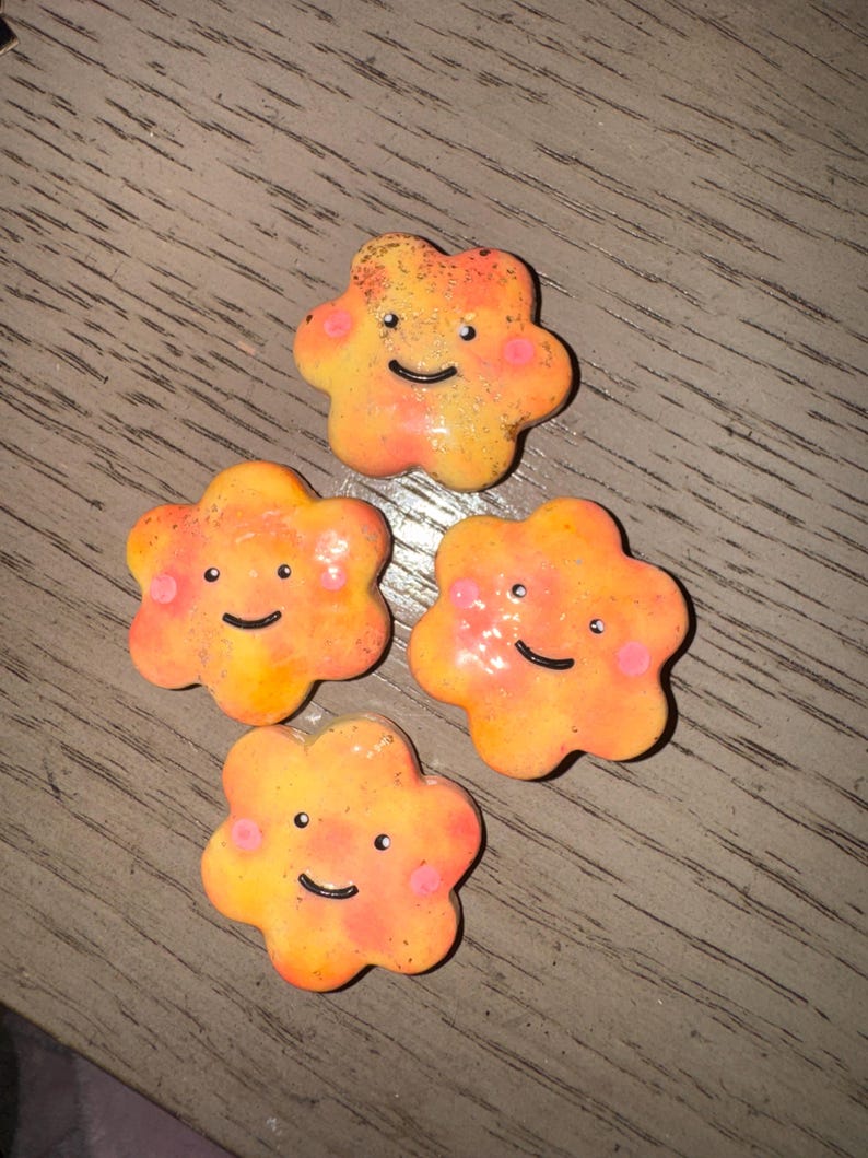 Orange Pink Gold Flower Magnets, Handmade Resin Sealed Fridge Decor - Etsy