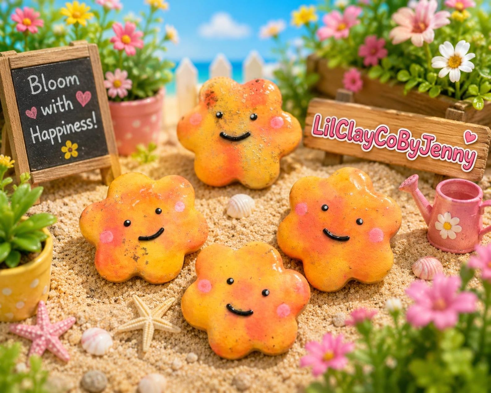 Orange Pink Gold Flower Magnets, Handmade Resin Sealed Fridge Decor - Etsy