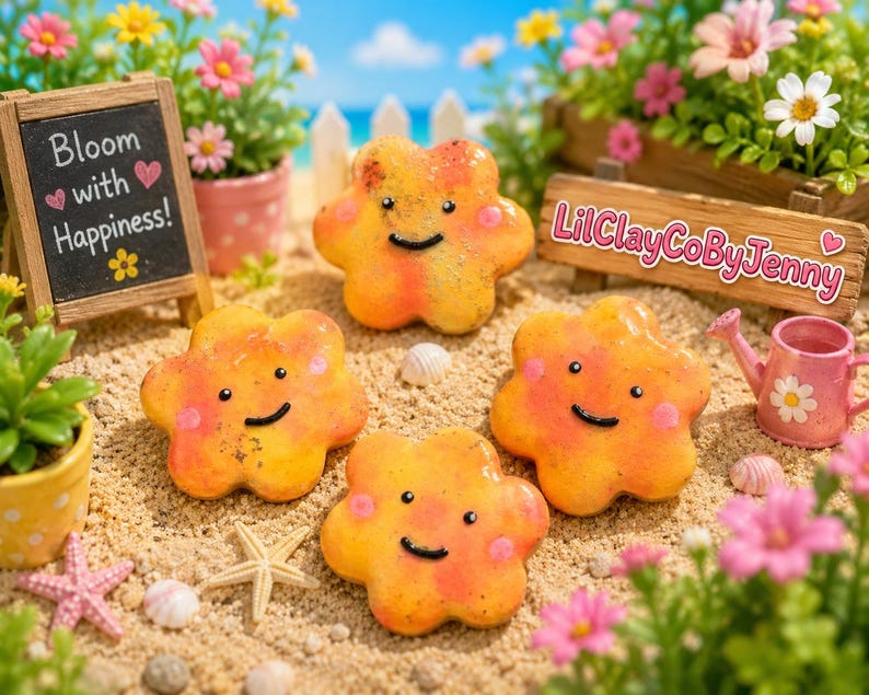 Orange Pink Gold Flower Magnets, Handmade Resin Sealed Fridge Decor - Etsy