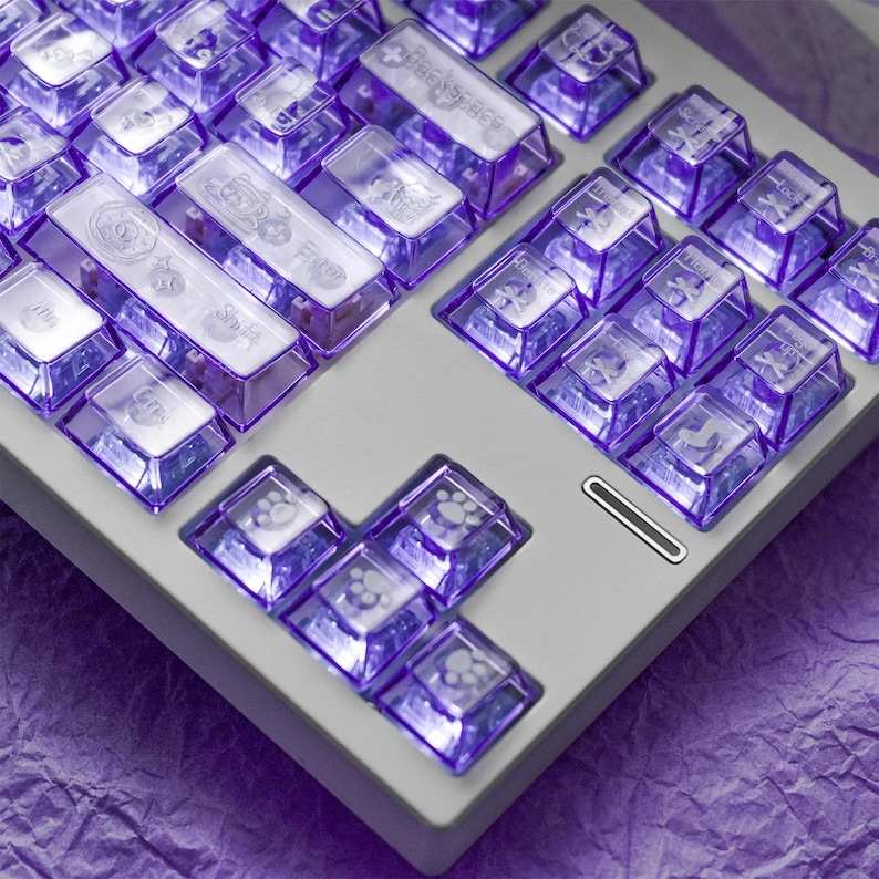 150 Keys Gradient Purple PBT Keycap Set RGB Transparent Dye Sub Profile ...