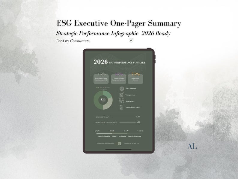 ESG Executive One-pager Template | Professional Sustainability Summary ...