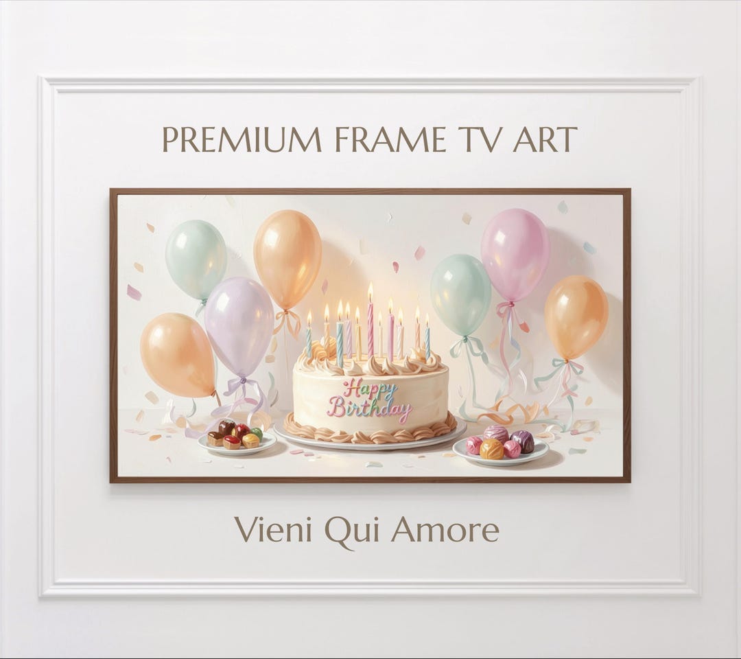 Happy Birthday Samsung Frame Tv Art Textured Spring Oil Painting, Party ...