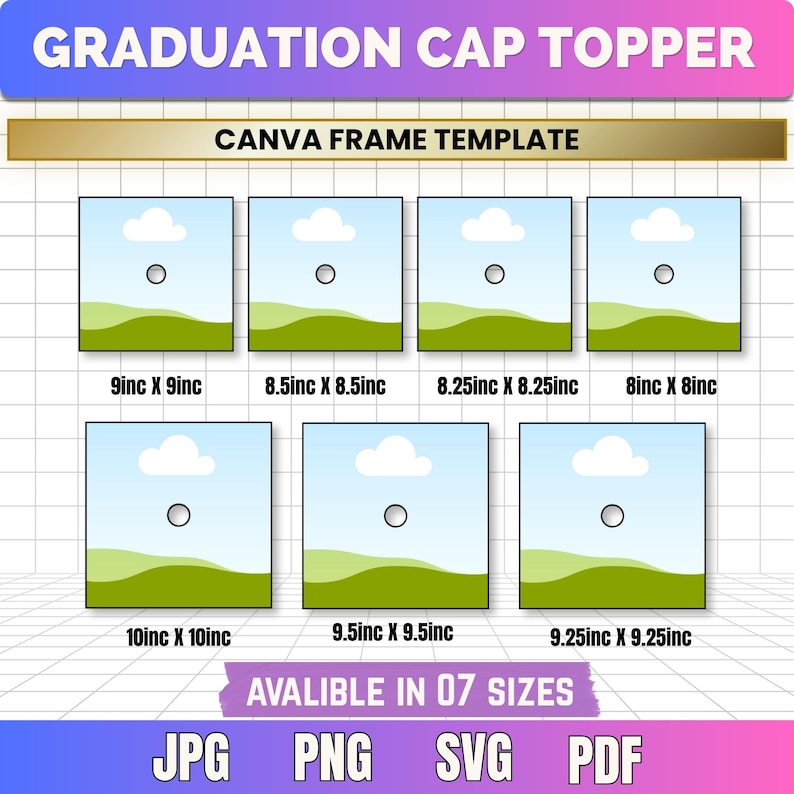 Graduation Cap Topper Canva Template Bundle, Editable Grad Cap Template ...