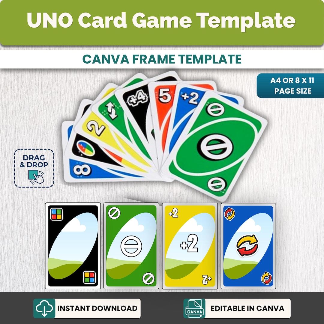 UNO Card Game Template Canva Editable, Custom UNO Cards Template ...