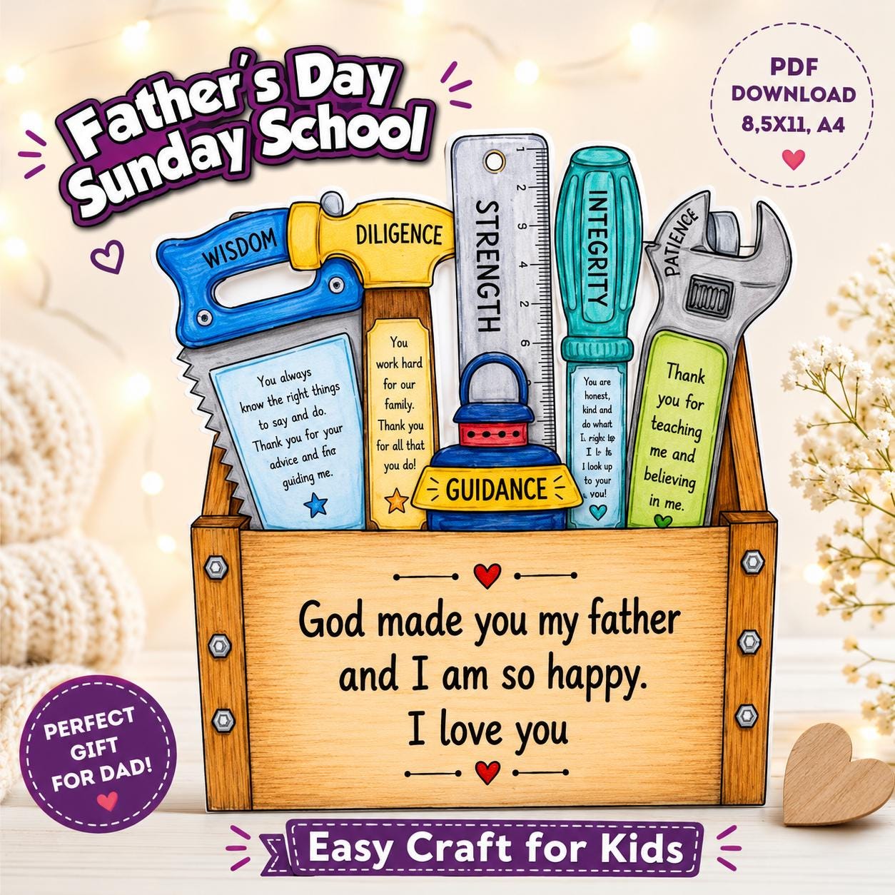 Christian Father's Day Toolbox Craft, Sunday School Bible Activity (PDF ...