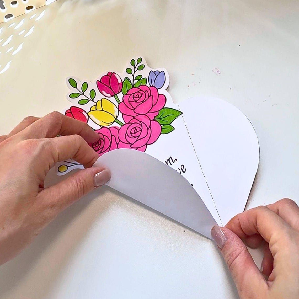 Mother's Day Flower Bouquet Card Craft | Mom I Love You Coloring Page ...