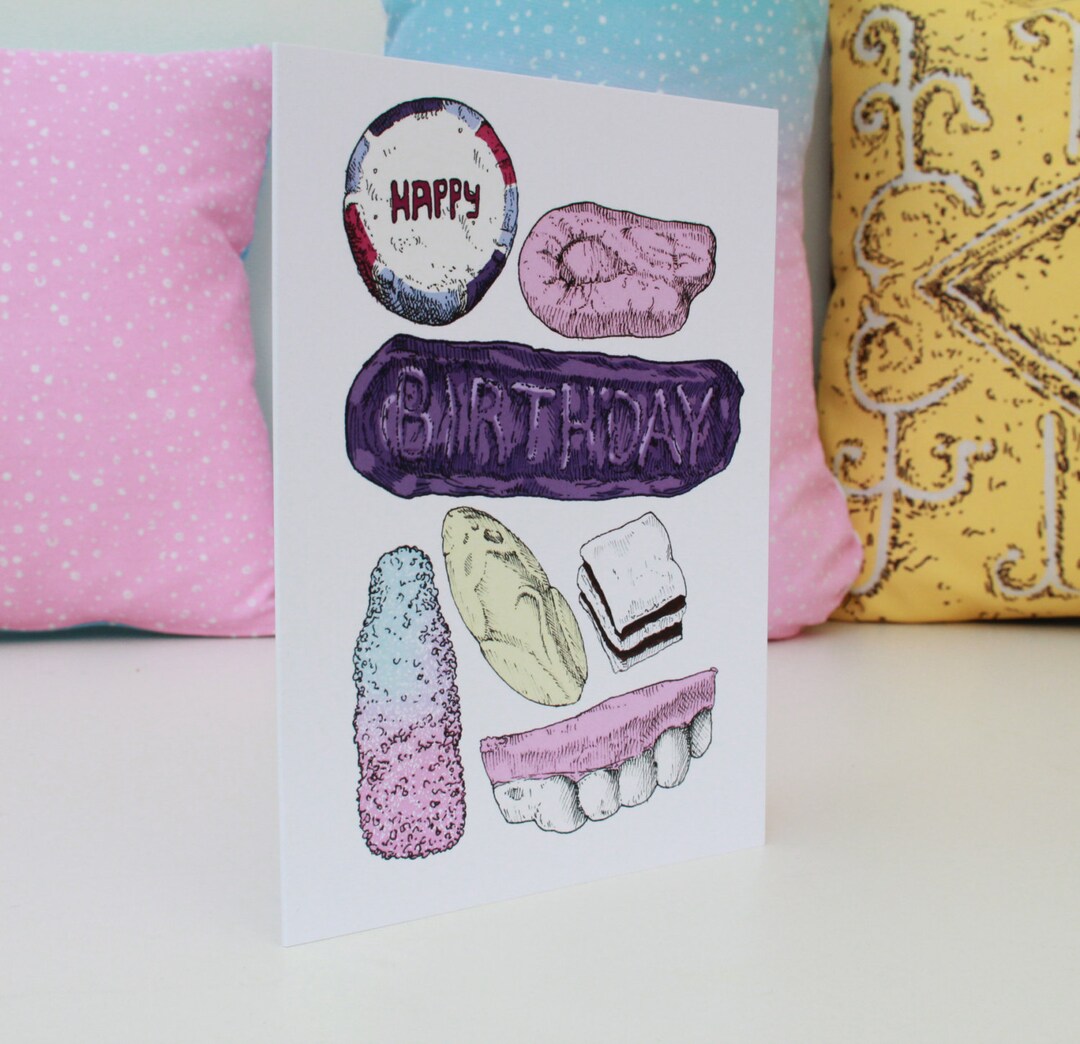 Happy Birthday Sweets Card With Shrimp - Etsy
