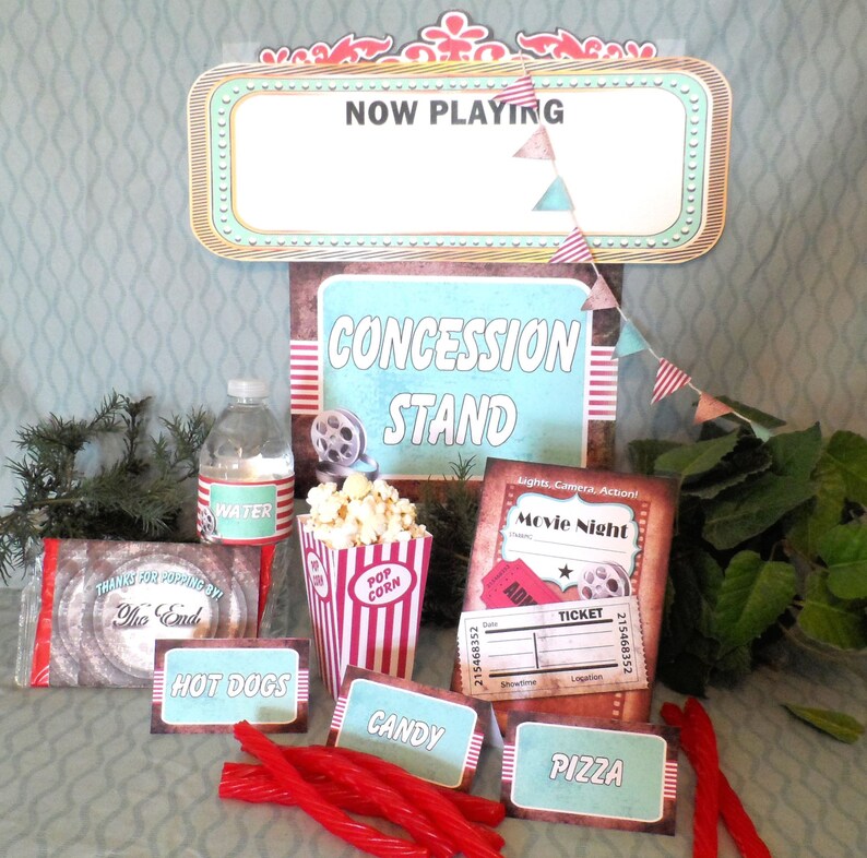 Backyard Vintage Movie Night Party Pack Kit Instant Download - Etsy
