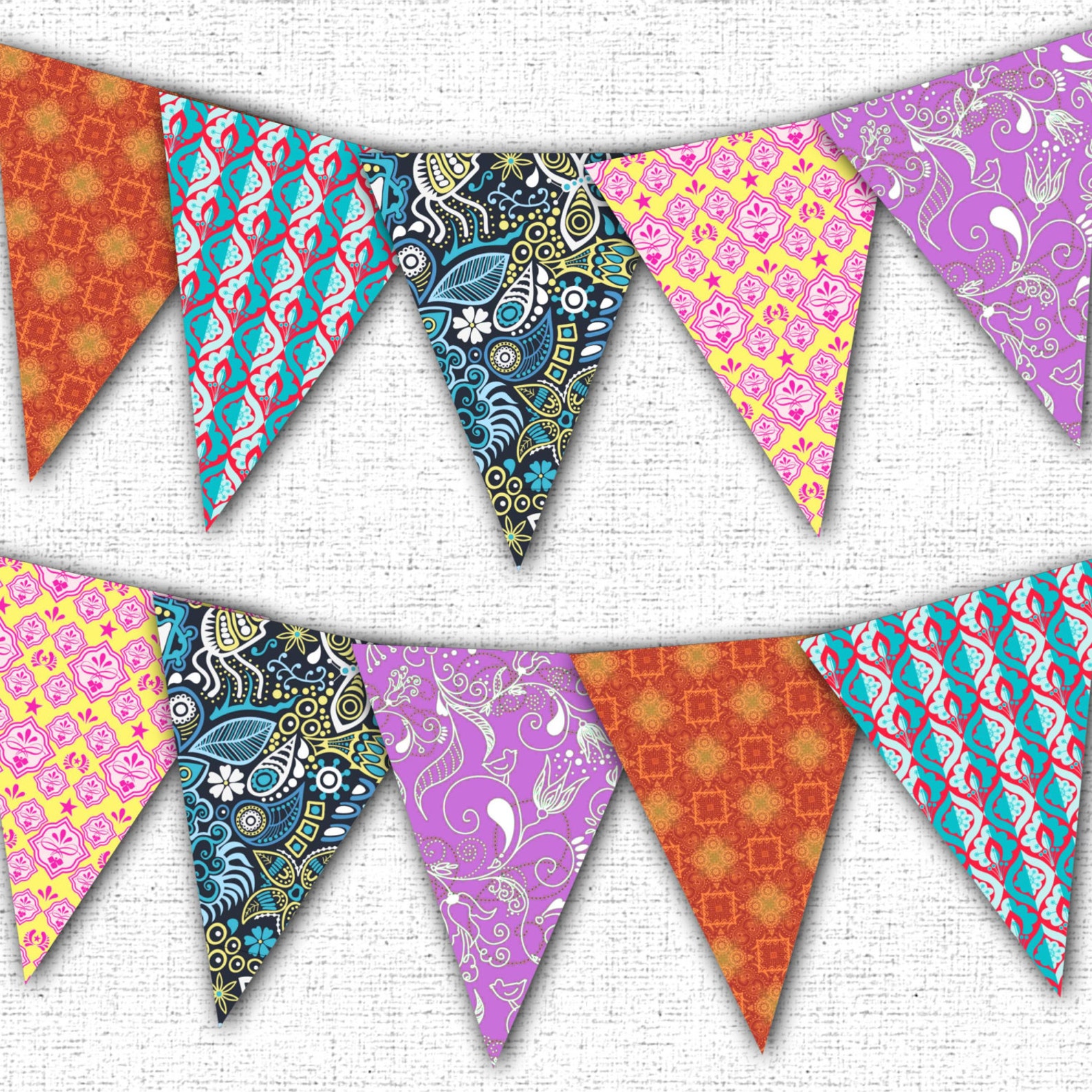 Colorful Boho Bunting Banner Printable Instant Download - Etsy