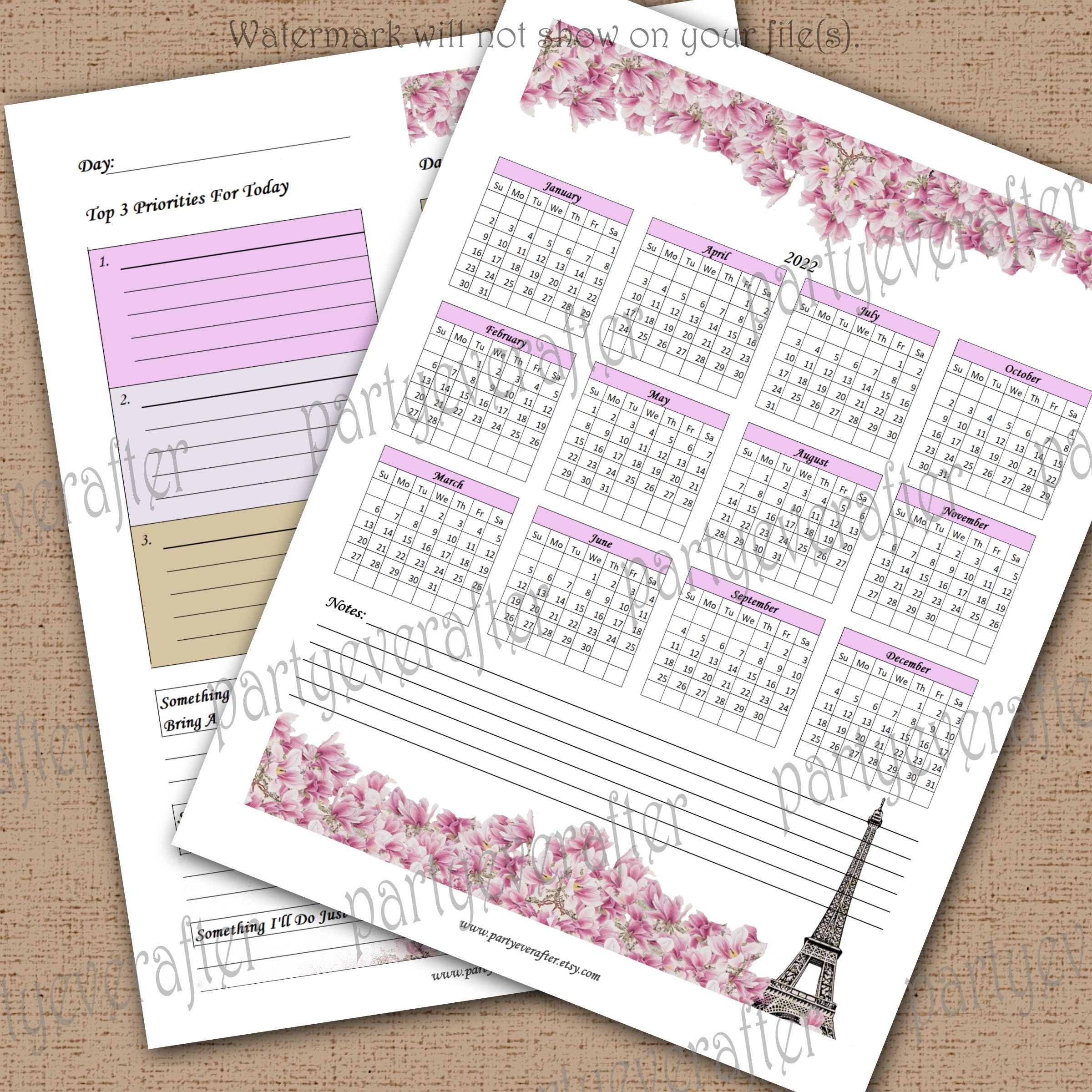 French Parisian Daily Printable Planner Simple to Use | Etsy