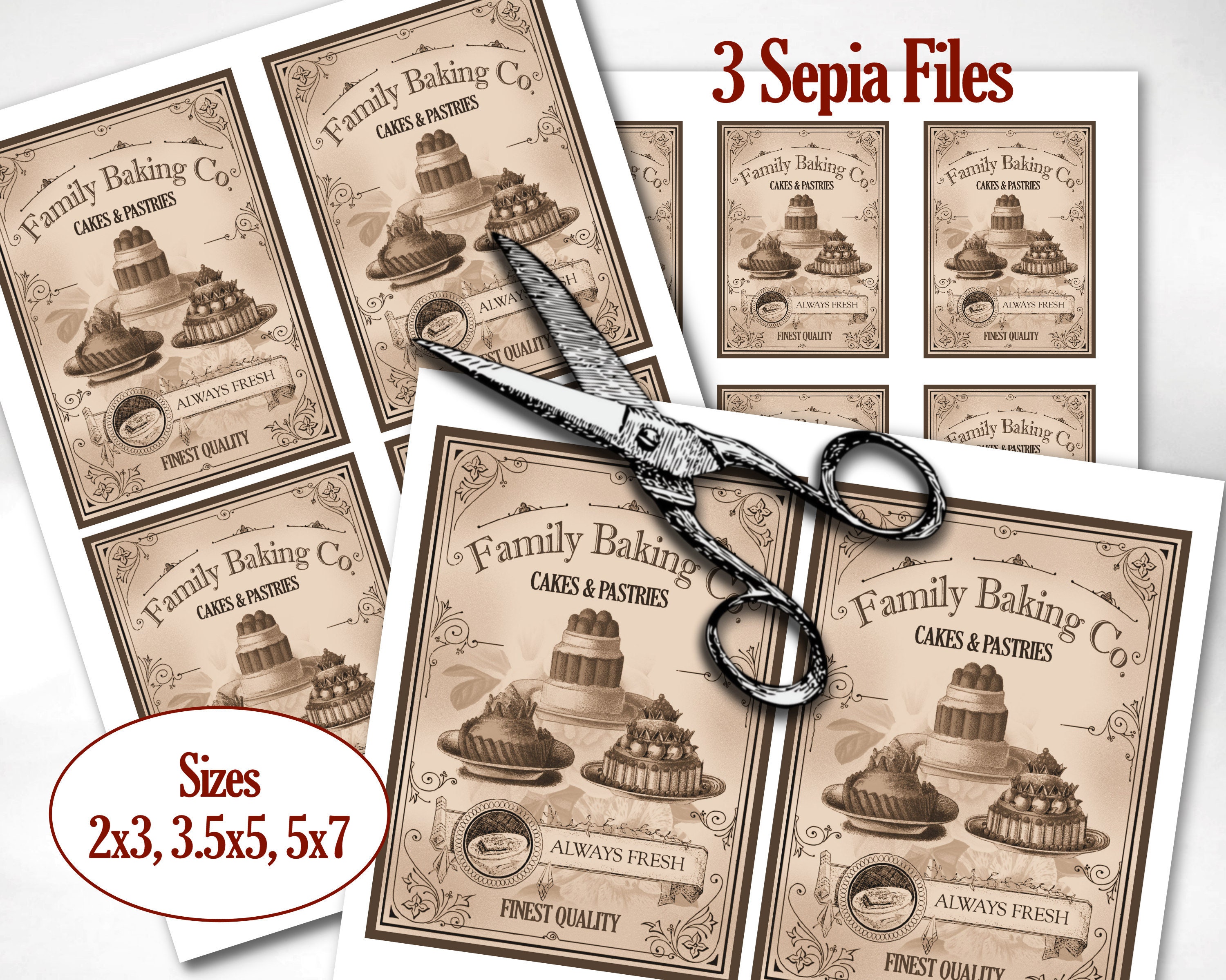 Vintage Baking Label Cakes & Pastries Printable Digital - Etsy