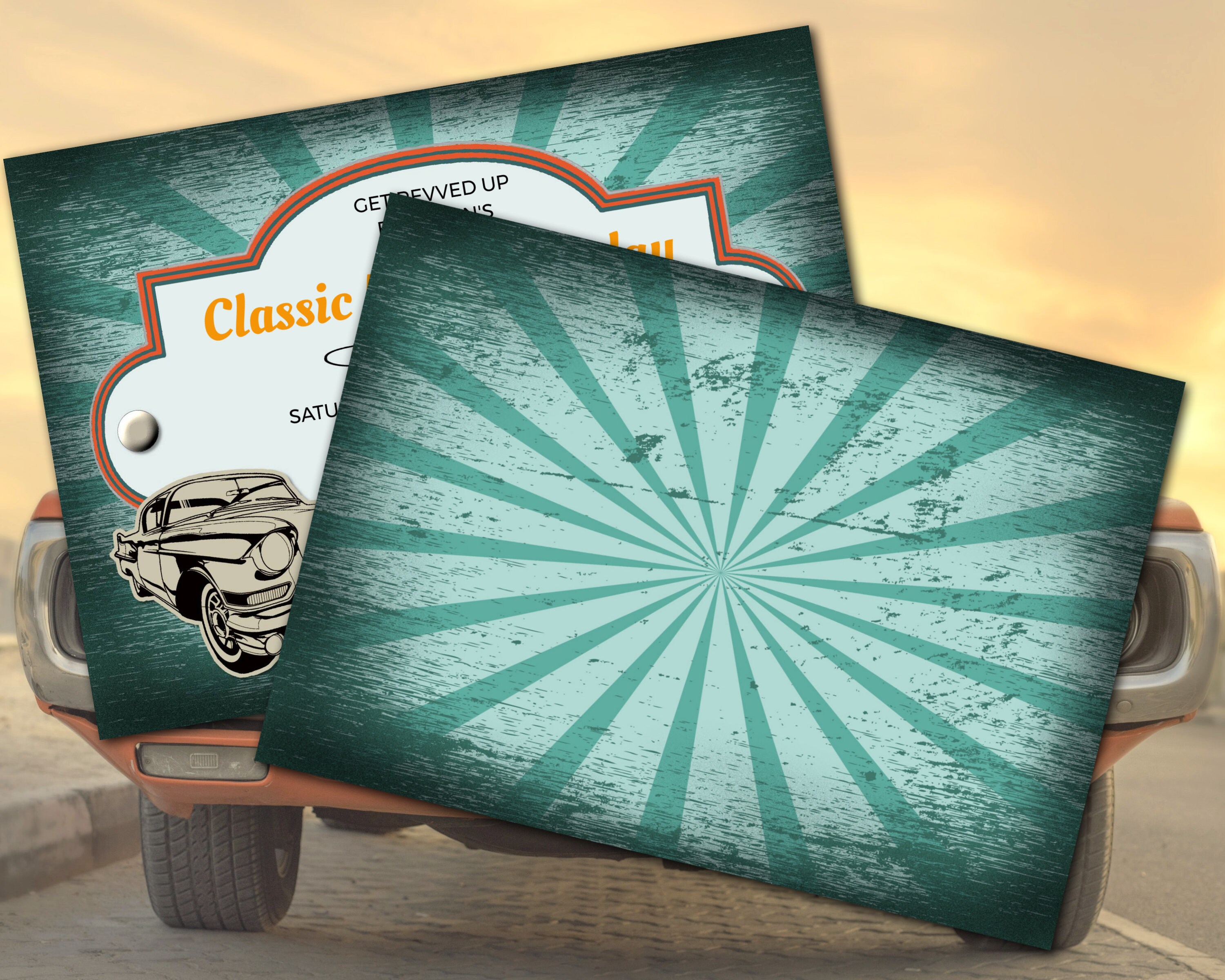 Classic Car Party Invitation, Men's 50th Birthday, Vintge Car Birthday ...