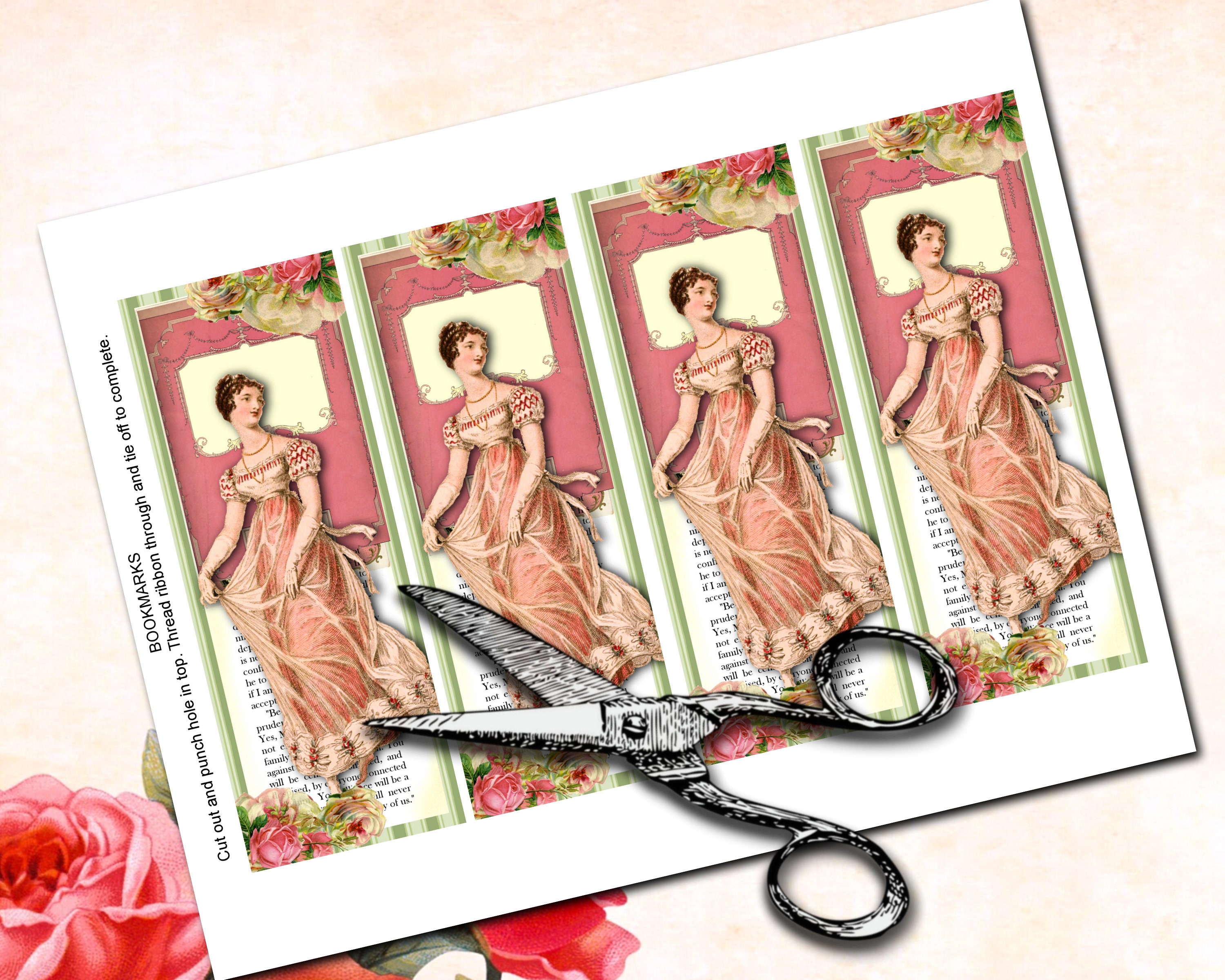 Jane Austen Regency Style Bookmarks, Jane Austen Gifts, Printable ...