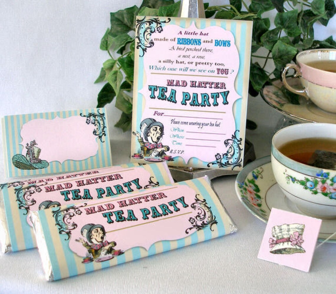 Mad Hatter Tea Alice in Wonderland Printable Party Pack Kit - Etsy