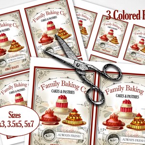 Vintage Baking Label, Cakes & Pastries, Printable, Digital, Instant ...