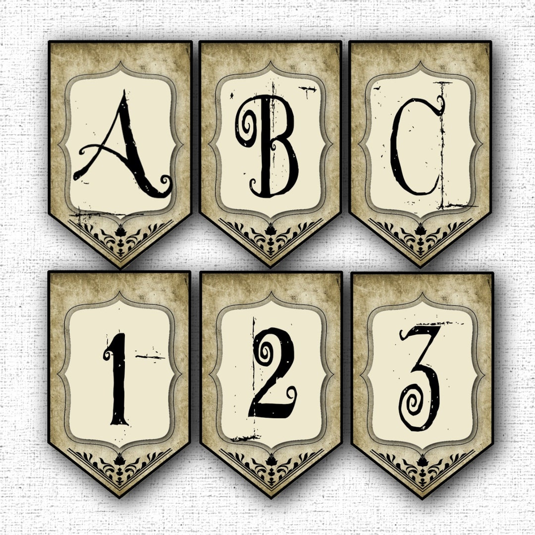 Vintage Banner Printable Instant Download Complete Alphabet Plus ...