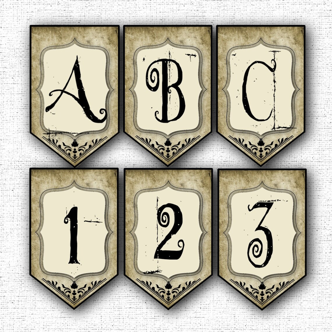 Vintage Banner Printable Instant Download Complete Alphabet Plus ...