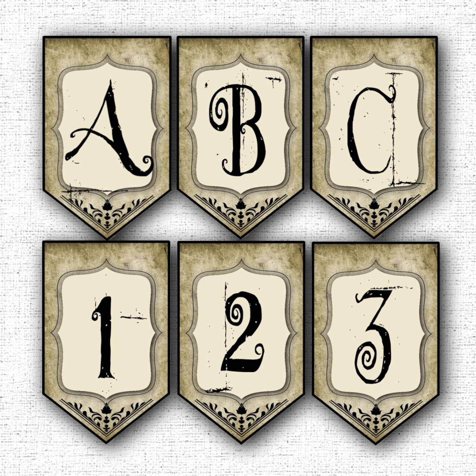 Vintage Banner Printable Instant Download Complete Alphabet Plus ...