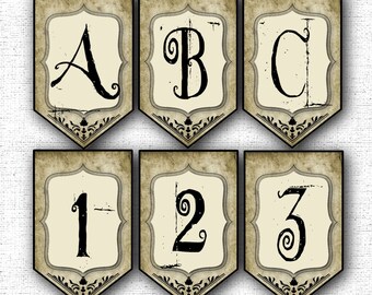 Halloween Pennant Banner Printable Vintage Alphabet Instant Download 74 ...