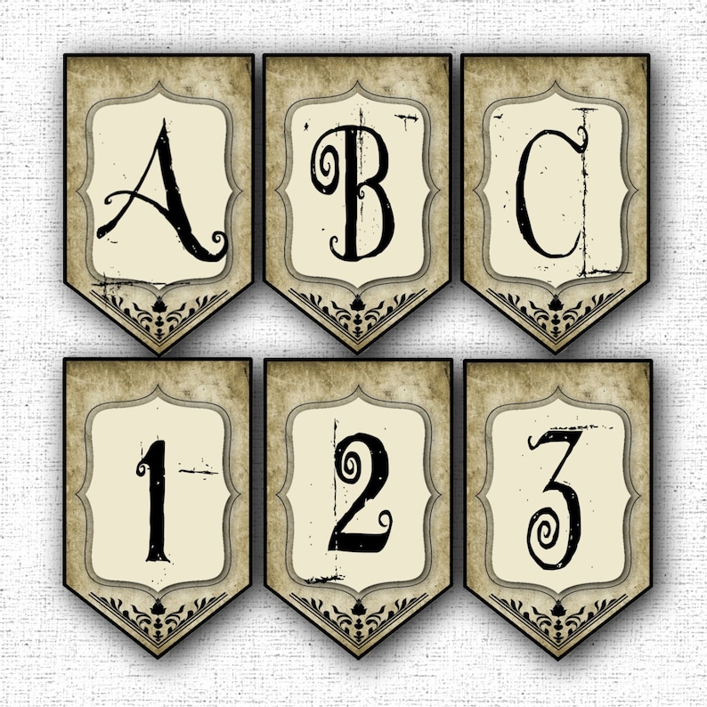Vintage Banner Printable Instant Download Complete Alphabet Plus ...