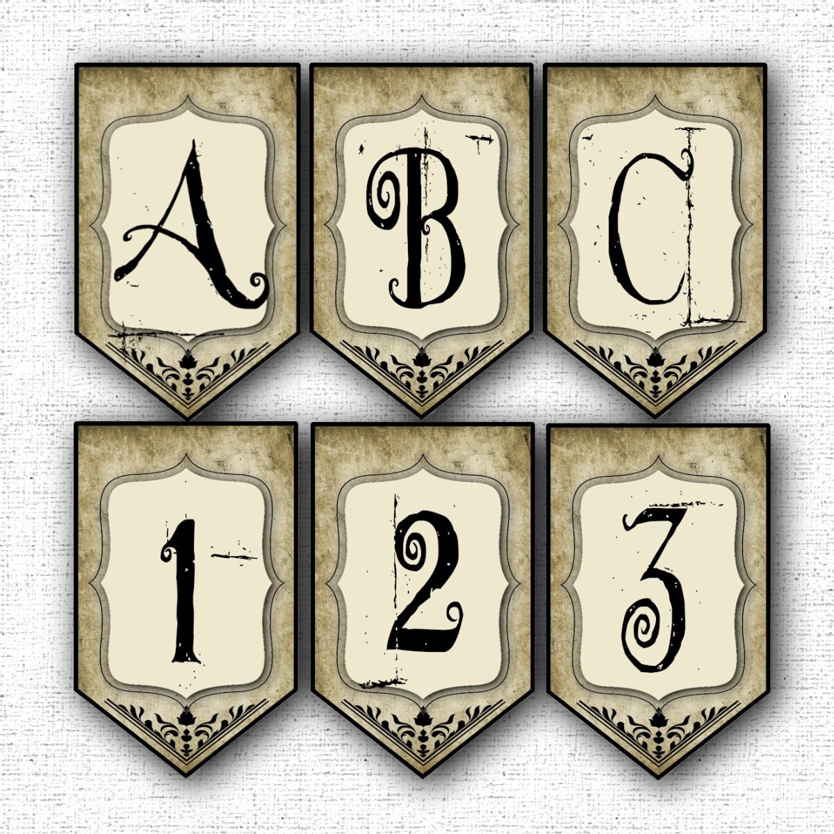 Vintage Banner Printable Instant Download Complete Alphabet Plus ...