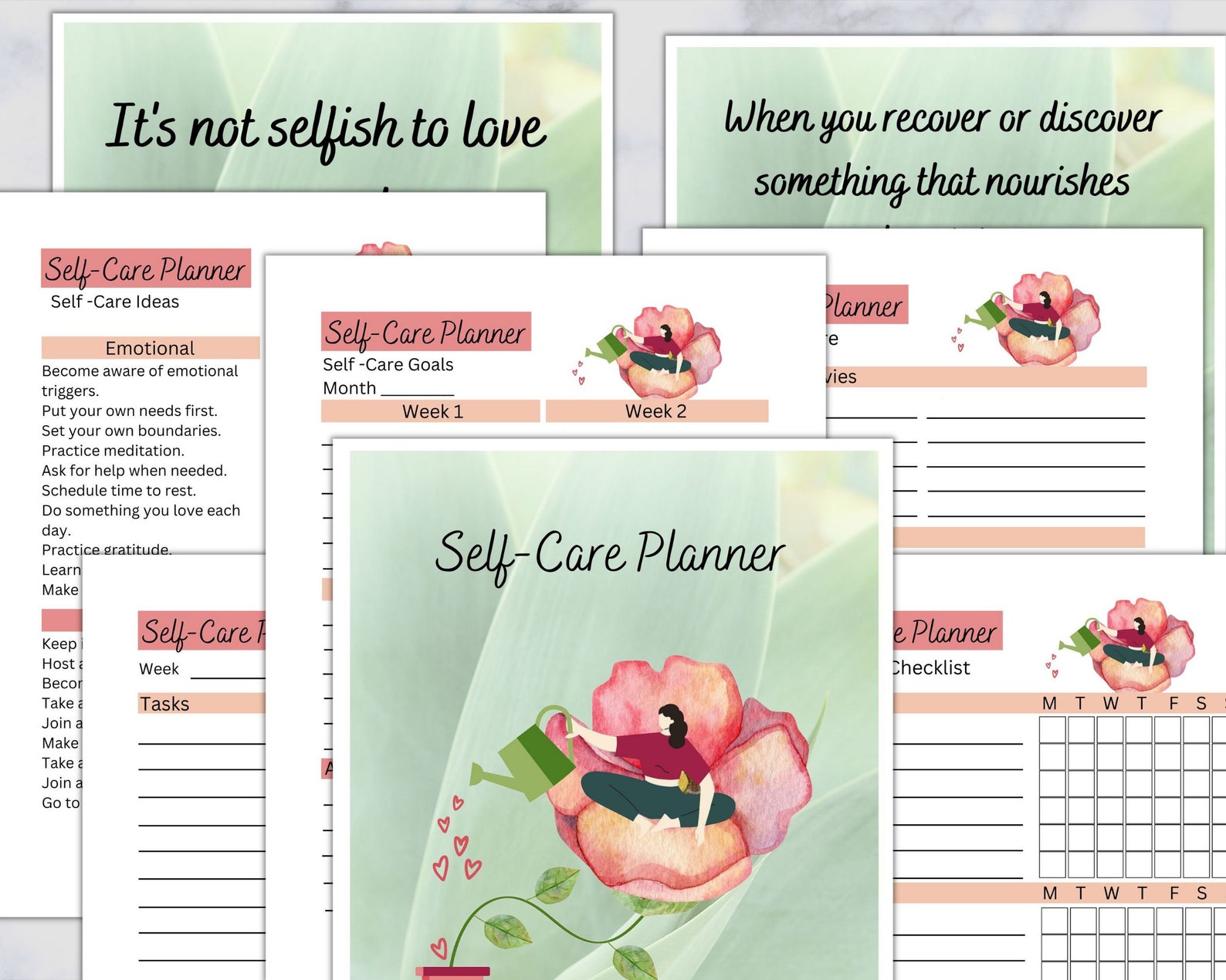 Self-care Planner Checklist for Mental Health and Wellness, Daily Well ...